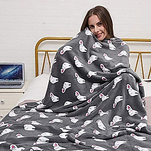 Blanket Throw Cute Dreaming Elephant Pattern Grey Background Soft Lightweight Coral Fleece for Baby 50 X 60in