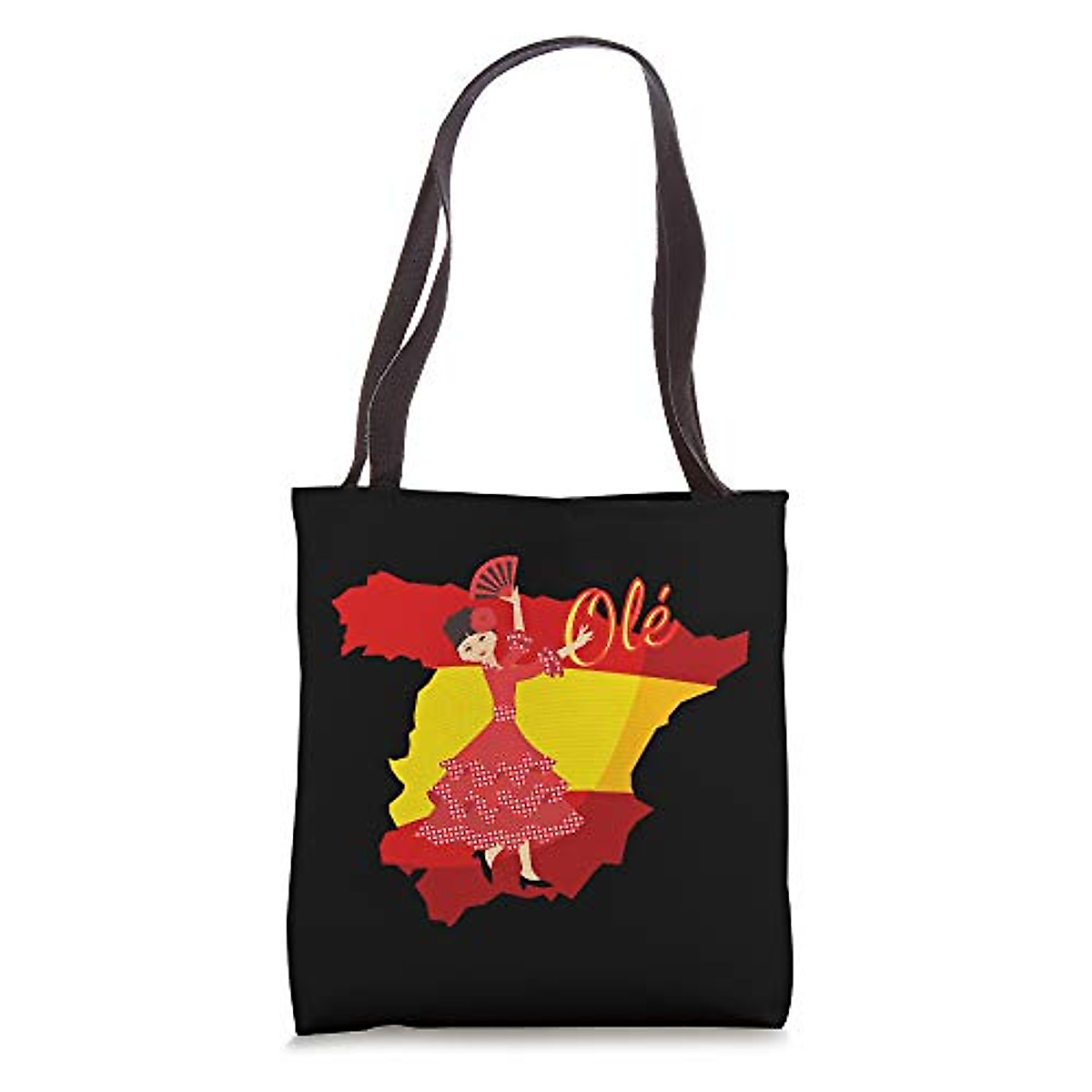 Flamenco Dancer Red Polka Dot Dress Spanish Map Flag Ole Tote Bag