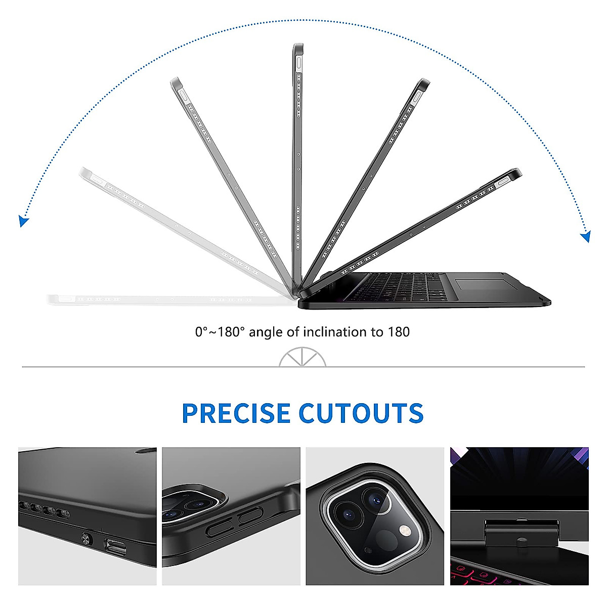 Touchpad Keyboard Case for iPad Pro 12.9 2022 6th Gen/2021 5th Gen/2020 4th Gen/2018 3rd Gen - Backlit Trackpad Keyboard Folio Smart 360° Rotatable Stand Cover,Support Apple Pencil Charging(Black)