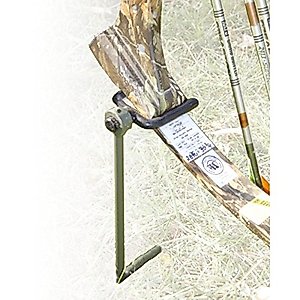 HME High Performance Portable Easy-To-Install Versatile Durable Archer's Ground Bow Stake with 360-Degree Rotating Fork & Rubber Coating