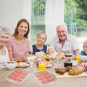 SHUESS 6 Pack Bacon Keeper for Refrigerator, Plastic Deli Meat Saver with Lids Airtight, Cold Cuts Storage Containers for Fridge, Food Shallow Low Christmas Cookie Holder with 3 Pcs Serving Tongs