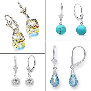 TOAOB 8pcs 925 Sterling Silver Leverback Earring Findings with Open Loop 10x17mm French Earring Hooks Dangle Ear Wire Clip Earring Connector for Jewelry Making