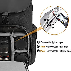 CADeN Camera Backpack Canvas Camera Bag for DSLR/SLR Mirrorless Camera with 15.6 inches Laptop Compartment, Camera Case Compatible for Sony Canon Nikon Cameras and Lens Tripod Waterproof Black
