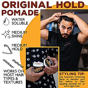 Suavecito Pomade Original For Men 4 oz, 1 Pack - Medium Shine Water Based Wax Like Flake Free Hair Gel - Easy To Wash Out - All Day Hold For All Hairstyles