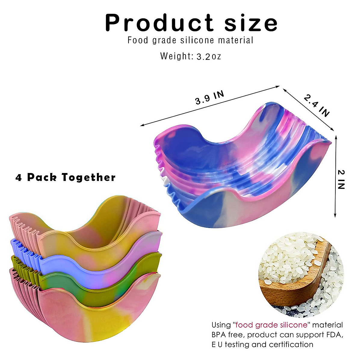 NIWISFOS Burger Hamburger Holder Sandwich French Fry Taco Sauce Holders Fixed Box Container Rack for Eating, Silicone Reusable, 4Pcs