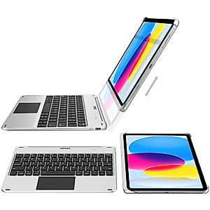 Keyboard Case with Trackpad, Arteck Bluetooth Keyboard with Folio Full Protection Case and Touch Pad for Apple 10.9-inch iPad 10 Generation (2022) with 130 Degree Swivel Rotating