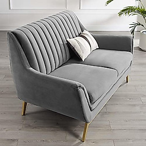 Modway Winsome Channel Tufted Performance Velvet, Loveseat, Gray
