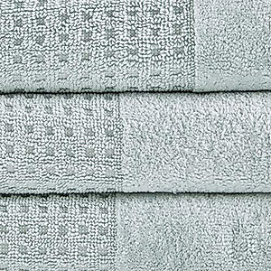 Madison Park Spa Waffle 100% Cotton Luxurious Towel Set, Premium Texture Waffle Weave, Highly Absorbent, Quick Dry, Hotel & Spa Quality Wash Clothes for Bathroom, Assorted Sizes, Seafoam 6 Piece