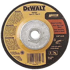DEWALT Grinding Wheel, General Purpose for Metal, 4-1/2-Inch x 1/4-Inch x 5/8-Inch (DW4523)