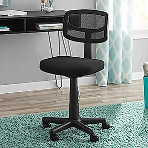 Mesh Task Chair with Plush Padded Seat, Black. (19.25 x 18.25 x 30.25 Inch)