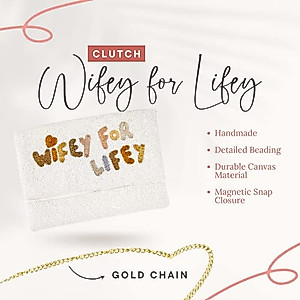 WIFEY FOR LIFEY Clutch Purse, Wifey Clutch Bag, Bride Clutch, Hand Beaded Purse, Gifts for Engagement, Bridal Shower, Bachelorette, Wedding Party