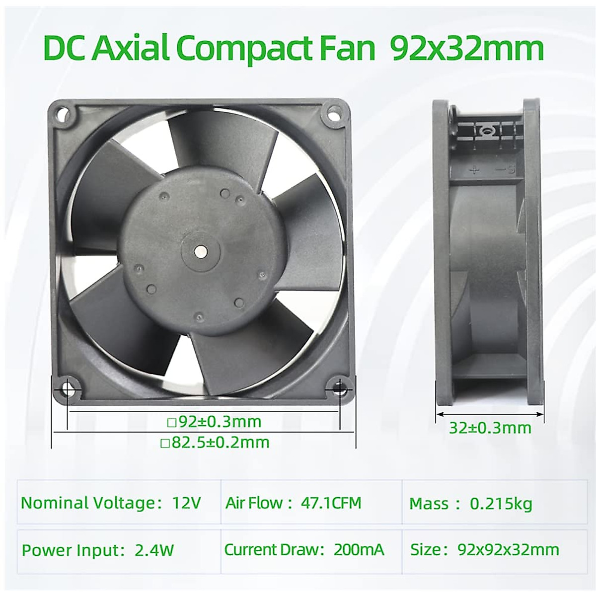 for ebmpapst 3312U 92x92x32mm DC 12V 0.2A IP68 Waterproof Axial Fan