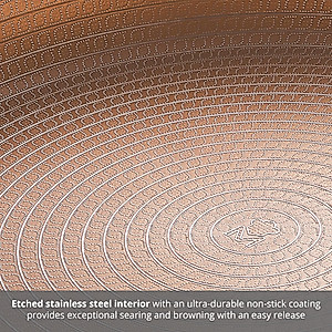 MasterPRO - Giro Collection - 12” Fry Pan with Lid - Tri Ply Stainless Steel Aluminum Core Cookware with Multi-Layer Nonstick Coating - 12” Fry Pan - Metal Utensil Safe