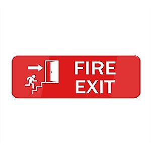 Fire Exit Sign, Self Adhesive Sign For Door Or Wall 8 X 3 Inch Quick And Easy Installation Premium Acrylic Design For Your Home Office/Business