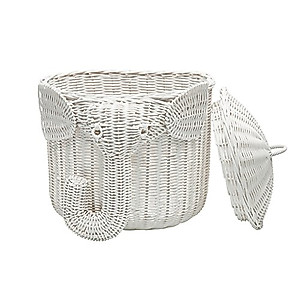 Kouboo 1060103 Rattan Elephant Storage Basket, White