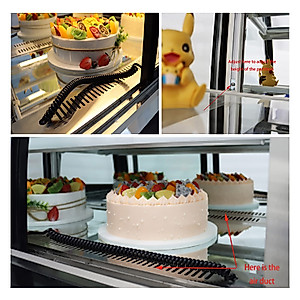 LGXEnzhuo Commercial Refrigerated Cake Display Cabinet Floor Type Curved Display Fridge Yellow LED Light Air-cooled Automatic Defrost Front Sliding Door 220V 3-layer