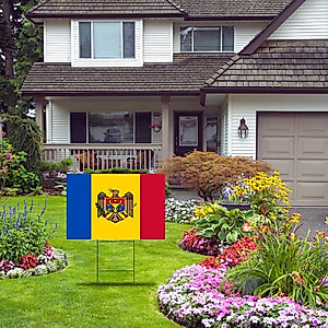 Autravelco Moldova Lawn Signs with Stakes 12x18 Inch National Flag Nautical Gifts Customized Yard Sign for House Rent Lawn Decoration Props