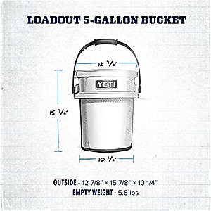 YETI Loadout 5-Gallon Bucket, Impact Resistant Fishing/Utility Bucket, Nordic Blue