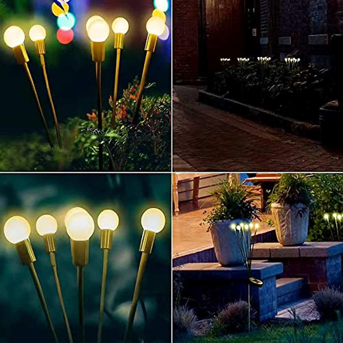 Rehenbsem Solar Firefly Lights Outdoor Waterproof,2 Pcs 6 LED Starburst Swaying Lights Outdoor Garden, Swaying When Wind Blows Decorative String Lights for Yard Patio Pathway