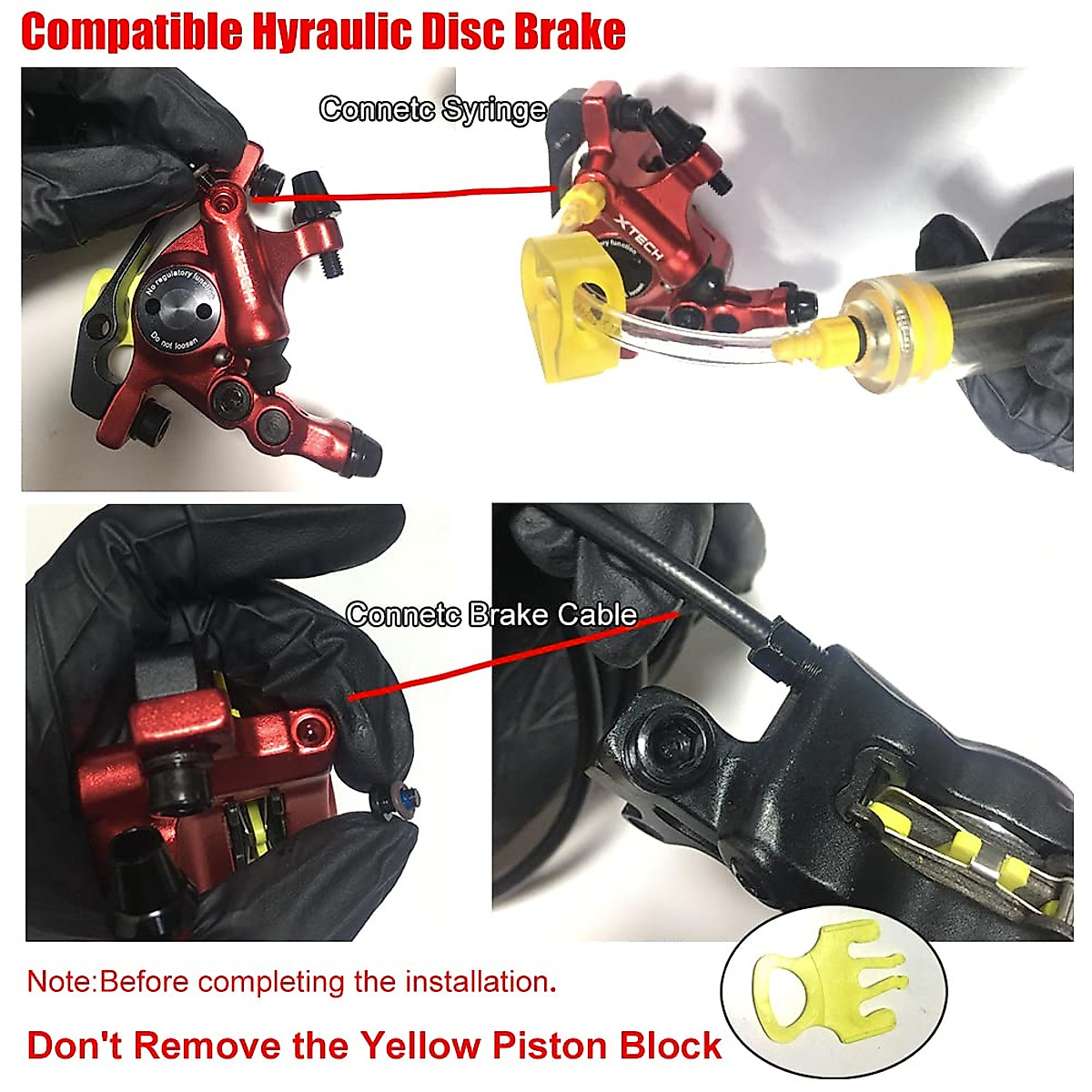 MTB Road HB-100 MTB Road Line Pulling Hydraulic Disc Brake Calipers Front & Rear Mountain Bike Disc Brake E-BIKE Disc Brake (1 Pair Black)