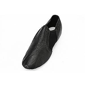 Danz Plus Slip On Leather Jazz Shoes Adult & Child (US 5 Adult, Black)