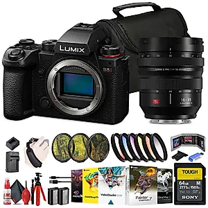 Panasonic Lumix S5 II Mirrorless Camera (DC-S5M2BODY) + Panasonic Lumix 16-35mm f/4 Lens + 64GB Memory Card + Filter Kit + Color Filter Kit + Corel Photo Software + DMW-BLK22 Battery + Bag + More
