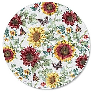 Glass Lazy Sunflower Turntable 13 Inch Diameter Multi Color Round