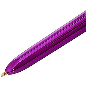 BIC 4 Colours Shine Ballpoint Pens - Metallic Purple Body, Box of 12