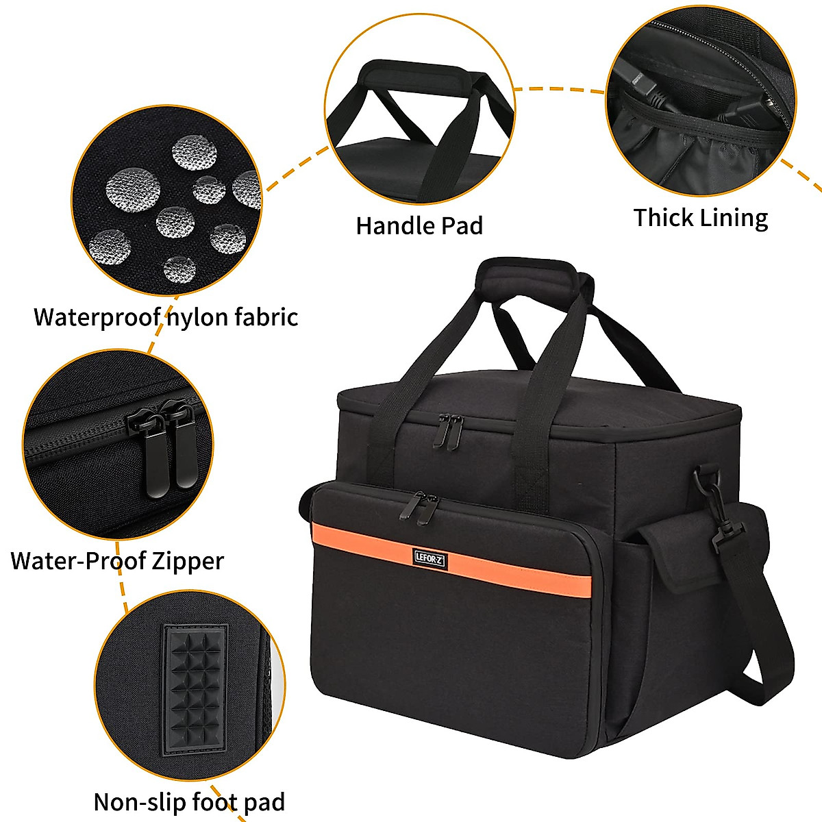 Carrying Case Compatible with Jackery Explorer 240/300/160/GOLABS R300/Anker 521 Portable Power Station,Waterproof Travel Storage Bag with Multiple Pockets for Charging Cable and Accessories(Bag Only)