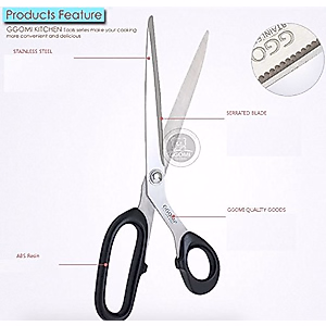 Korean Barbecue Kalbi Rib Meat Cutting Talent Shears/Serrated 2.2T Blade/Quality Stainless Steel Scissors Large 9.6 Inch