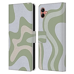 Head Case Designs Officially Licensed Kierkegaard Design Studio Retro Swirl Abstract Sage Art Leather Book Wallet Case Cover Compatible with Samsung Galaxy A04 (2022)