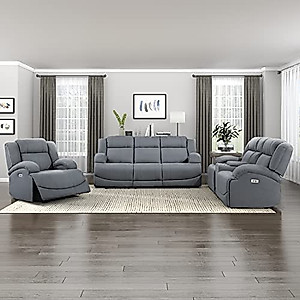 Lexicon Landwood Power Double Reclining Loveseat, Graphite Blue