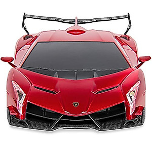 Best Choice Products 1:24 Scale Kids Licensed RC Lamborghini Veneno Car, Head and Taillights, Red