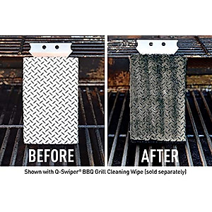 Q-Swiper BBQ Grill Brush with Stainless Steel Scraper. Bristle Free and Wire Free Cleaning. Safe Way to Remove Grease and Grime. Ideal use with The Q-Swiper Grill Cleaning Wipes (Sold Separately).