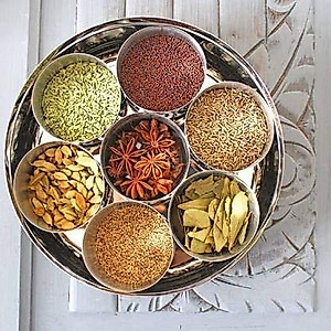 ARTISENIA Mother's Day Gifts Stainless Steel Spice Container Masala Box 7 Containers and 2 Small Spoon Masala Box Indian Masala Dabba With Size 9 X 9 Inches
