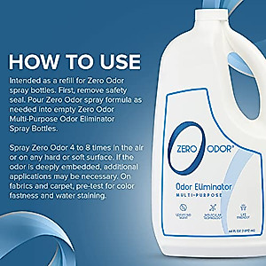 Zero Odor – Multi-Purpose Odor Eliminator - Eliminate Air & Surface Odor – Patented Technology Best for Bathroom, Kitchen, Fabrics, Closet- Smell Great Again, 64oz Refill, 2-Pack