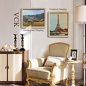 VCK 16x20 Poster Frames for Wall - 3 pack, Beige Natural Solid Wood Picture Frame, Exclusive Wood Grain