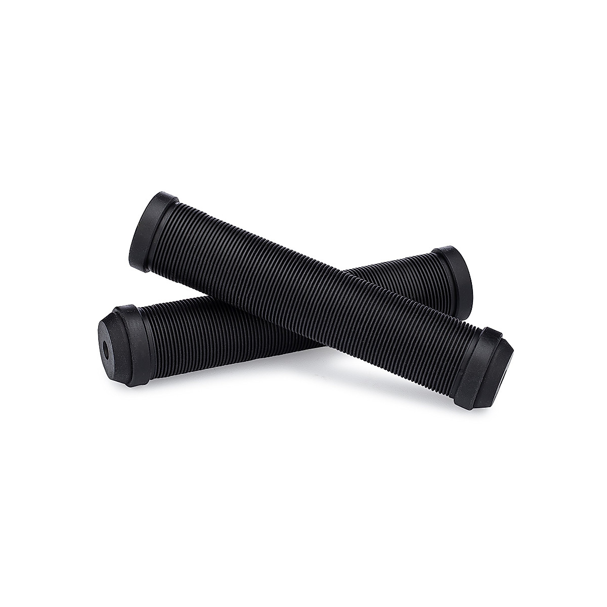 25NINE Ronin Grip Without Flange - Flangeless BMX Bike and Scooter Handlebar Grips with End Plugs - Black