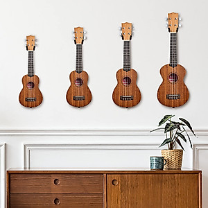 SNIGJAT Ukulele Wall Mount 2 Pack, Ukelele Hanger for Wall Vertical Display, Hardwood Ukulele Holder with Screw, Ukulele Wall Hook fits for Banjo Mandolin Soprano Pineapple Concert Baritone and Tenor