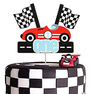 Fast One Cake Topper - Race Car One Birthday Party Decorations,Racing Car Themed Baby Shower Decor,Little Racer 1st Birthday Cake Topper,Fast One Photo Prop Cake Smash