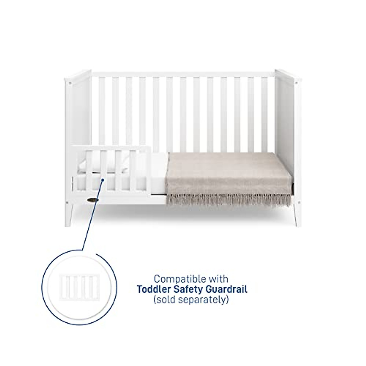 Graco Melbourne 3-in-1 Convertible Crib (White) – Converts from Baby Crib to Toddler Bed and Daybed, Fits Standard Full-Size Crib Mattress, Adjustable Mattress Support Base