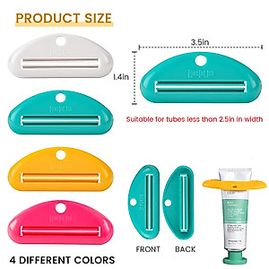 LOVEINUSA Toothpaste Tube Squeezer Dispenser- 4 Pack Random Colors