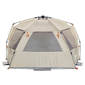 Easthills Outdoors Instant Shader Deluxe XL Beach Tent Easy Up 99" Wide for 4-6 Person Sun Shelter - Extended Zippered Porch Included Beige