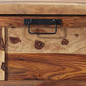 vidaXL Solid Wood Sheesham Shoe Cabinet Storage Side Shoe Rack Bench Box Organizer Cabinet Hallway Entryway Home Indoor Furniture Steel