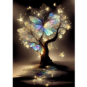 AIBOERL Diamond Art Kits for Adults,Glitter Tree 5D Diamond Painting Kits for Adults,Diamond Painting Diamond Art with Full Drill Diamond Dots DIY Gem Crafts Kits for Home Decor Gift-12x16in