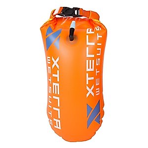 Xterra Wetsuits Swim Buoy Float – Swimming Safety Float Dry Bag for Open Water Swimmers and Training Triathletes, Kayaking, Snorkeling, Shallow Diving (PVC 15 Liter Orange)