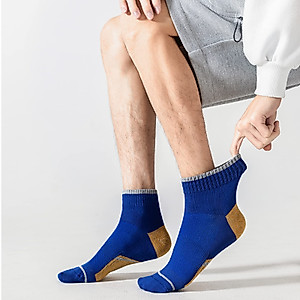 PADFOM Mens Athletic Ankle Socks Low Cut Cushioned Breathable Running Sports Socks 5 Pack