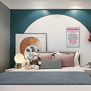 Room Rules Sign For Teen Girls Boy Bedroom/Gaming Room Door Decor Dorm Wall Accessories Cool Things, Funny Metal Tin Signs 12 X 8 In