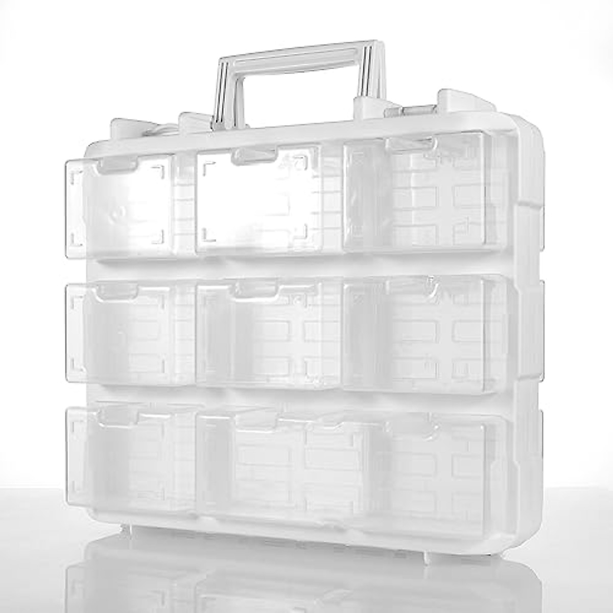 Joelver Maker Sewing Storage Oraganizer with 16 Detachable boxes, Double side Organizer case for LOL suprise dolls,Wheels Car, for Matchbox Cars, for Mini Toys，thread organizer，screw,notion storage