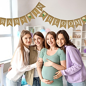 GCQQ Baby In Bloom Banner, No DIY Baby in Bloom Burlap Banner, Daisy Baby Bloom Banner, Rustic Baby In Bloom Banner for Baby Shower, Welcome Baby, Mommy to Be Party Supplies